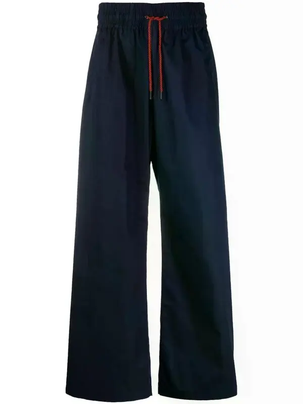 Viktor & Rolf Wide Leg Cotton-blend Trousers With Drawstring