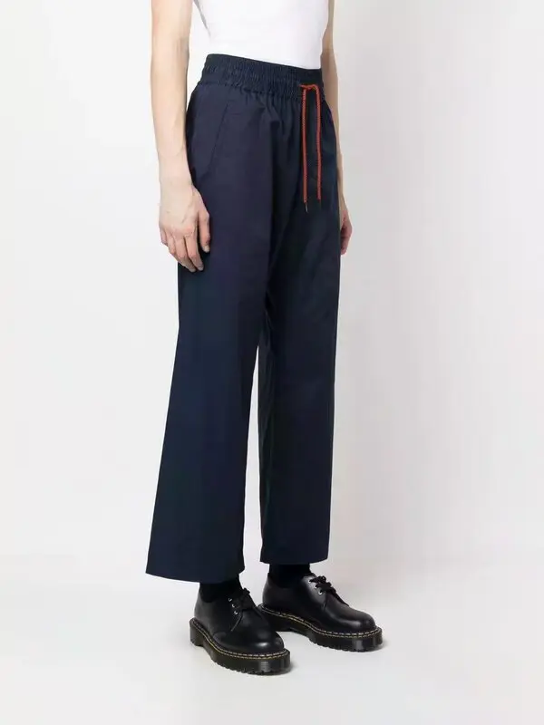 Viktor & Rolf Wide Leg Cotton-blend Trousers With Drawstring