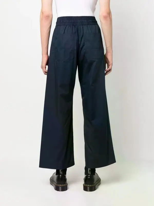 Viktor & Rolf Wide Leg Cotton-blend Trousers With Drawstring
