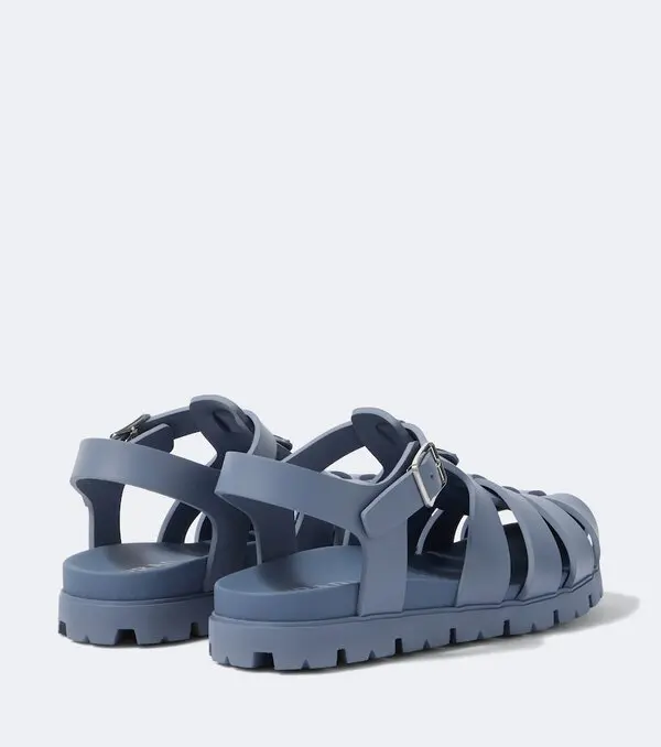 Prada Rubber Fisherman Sandals With Buckle-fastening Ankle Strap - Blue