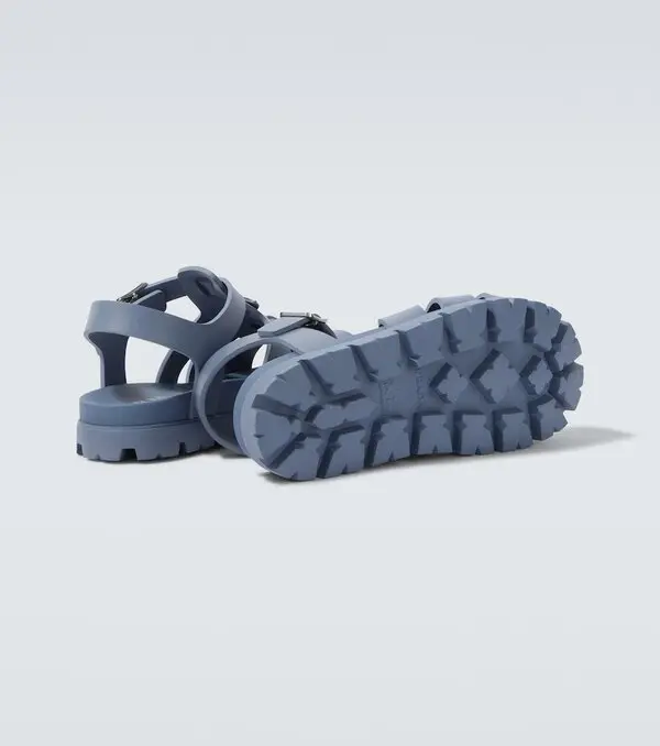 Prada Rubber Fisherman Sandals With Buckle-fastening Ankle Strap - Blue