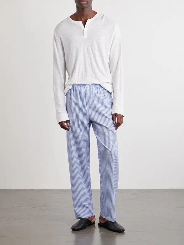 TEKLA Striped Organic Cotton Straight-leg Pyjama Trousers