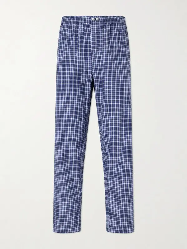 TEKLA Organic Cotton Poplin Pyjama Trousers - Blue