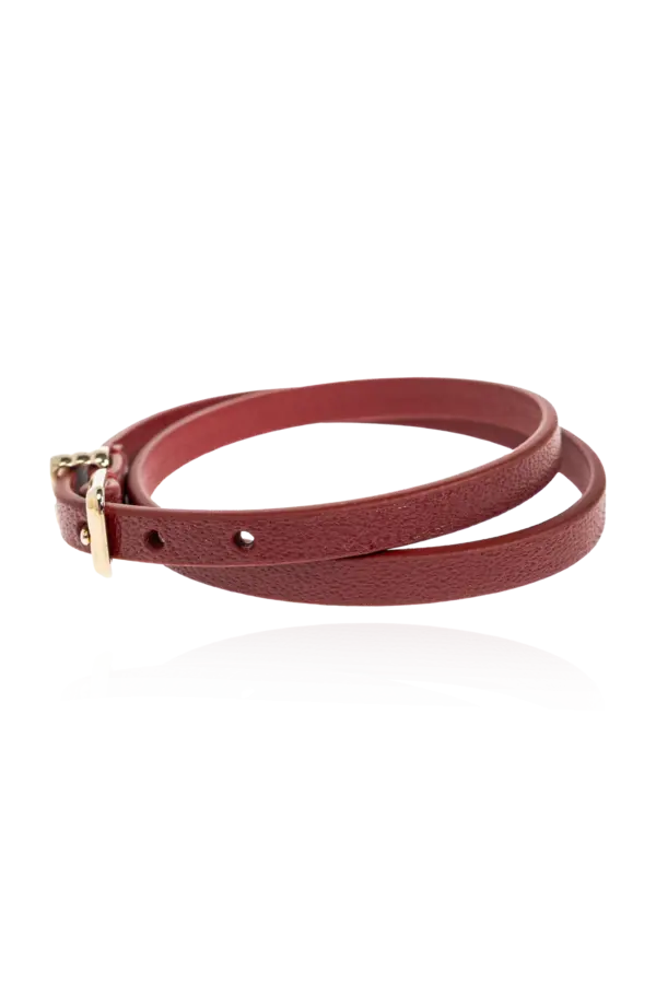 Valentino Garavani Double Wrap Leather Bracelet With Gold-tone Buckle