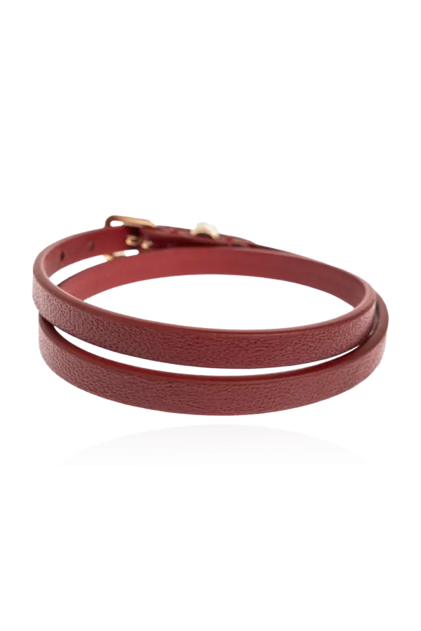 Valentino Garavani Double Wrap Leather Bracelet With Gold-tone Buckle