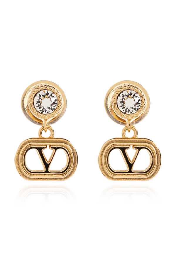 Valentino Garavani Crystal V Motif Earrings - Gold