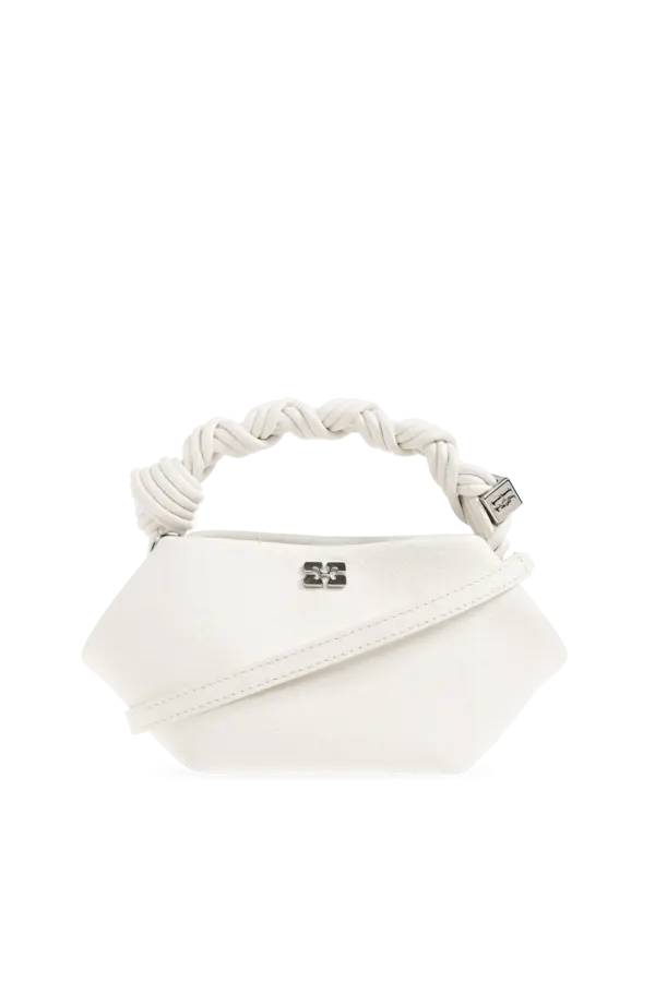 GANNI Geometric Eco Leather Handbag With Twisted Handle - White