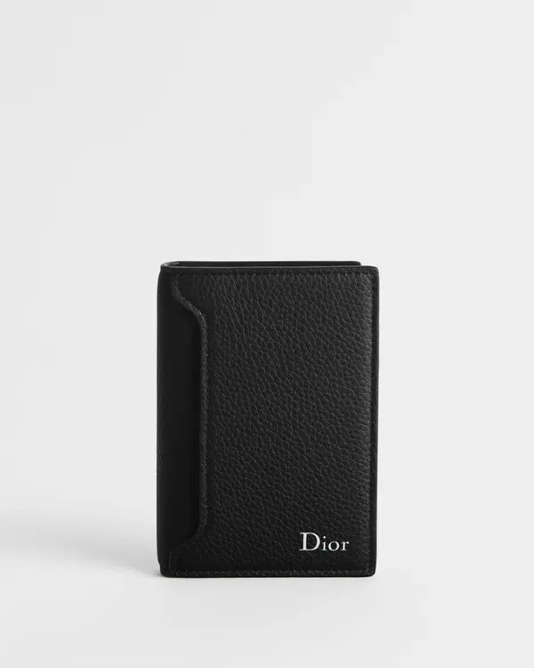 Dior Archie Bifold Card Holder - Black Grained Calfskin