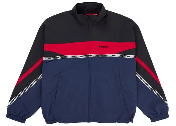 Supreme Logo Taping Track Jacket - Navy Blue