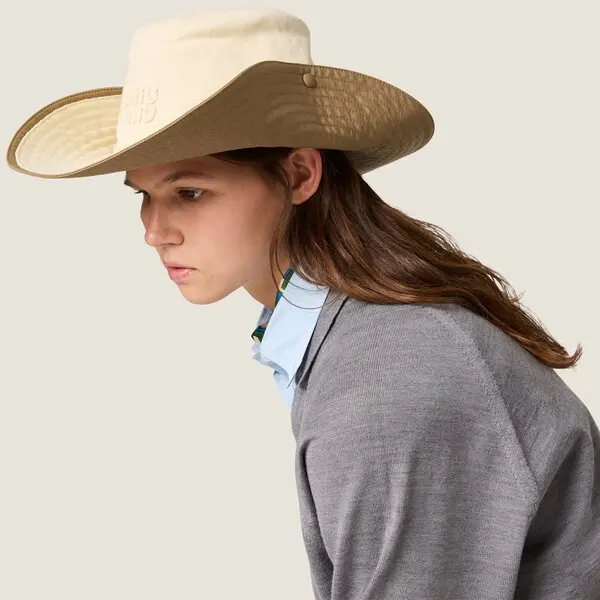Miu Miu Drill Cowboy Hat - Ecru/cork