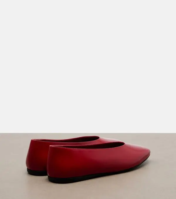 Prada Leather Ballet Flats With Square Toe