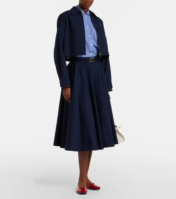Prada Leather Ballet Flats With Square Toe
