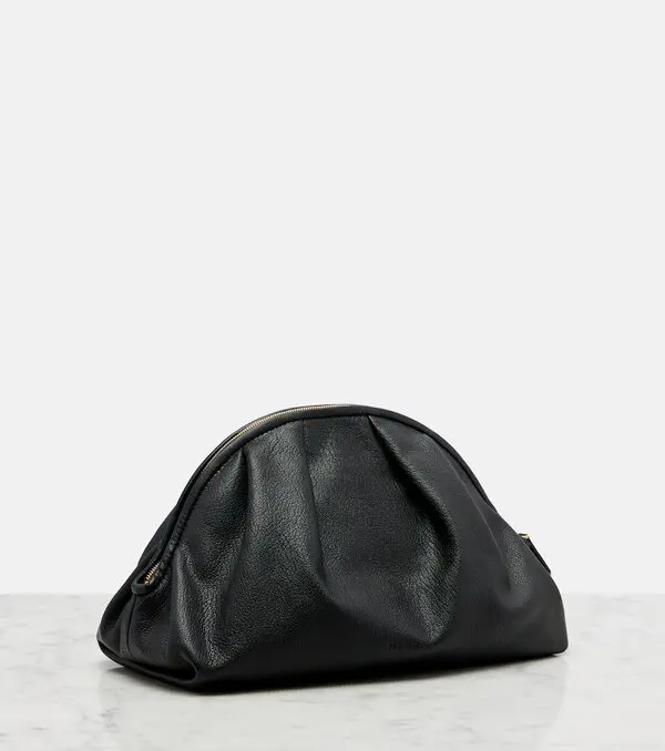 THE ROW Small Leather Clutch - Black
