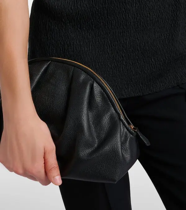 THE ROW Small Leather Clutch - Black