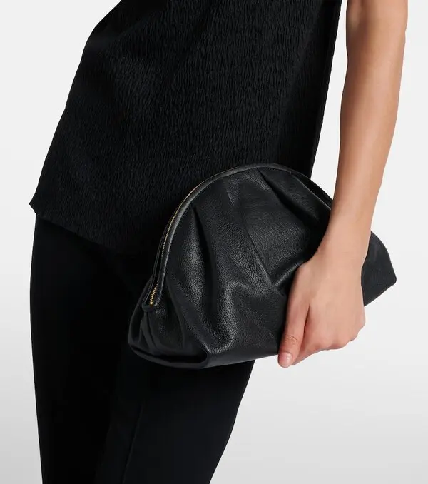 THE ROW Small Leather Clutch - Black