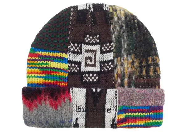 Supreme Patchwork Knit Beanie - Brown