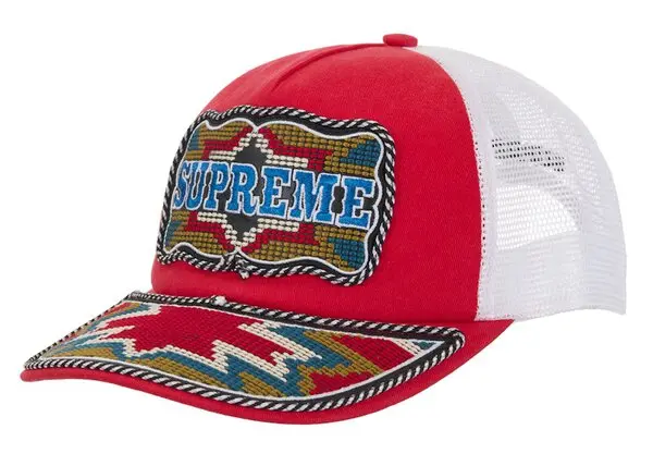 Supreme Western Embroidered Mesh Back 5-panel Cap - Red
