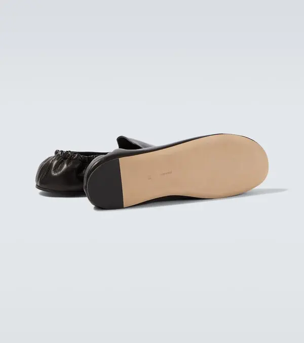 THE ROW Casa Leather Slip-on Shoes - Black
