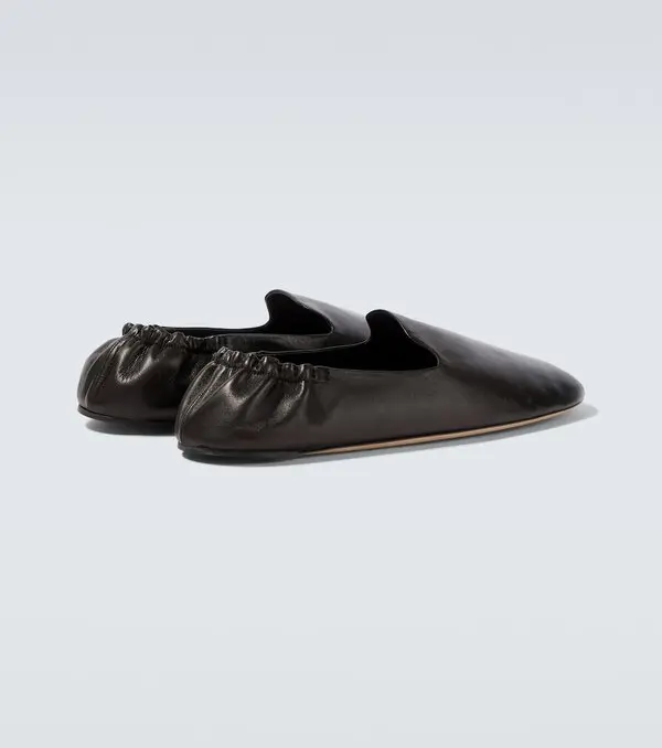 THE ROW Casa Leather Slip-on Shoes - Black