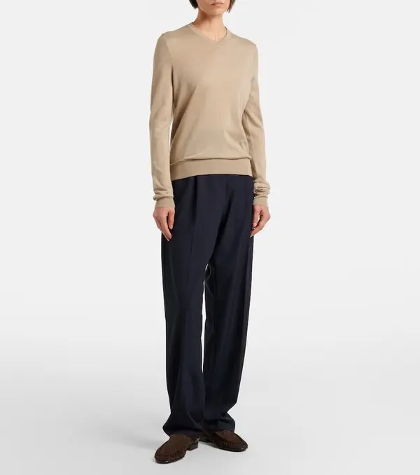 THE ROW Soft Ruched Suede Loafers Lacquer