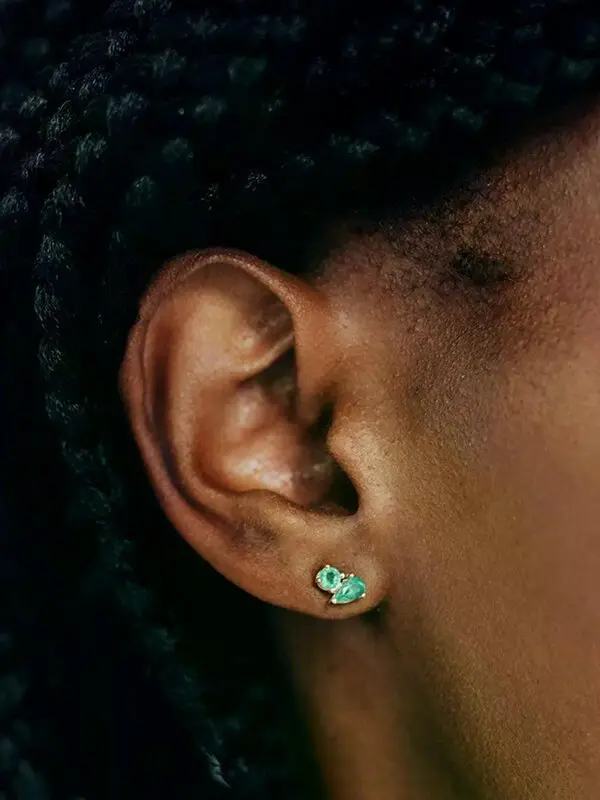 Anzie 14k Yellow Gold Emerald Stud Earrings - Green