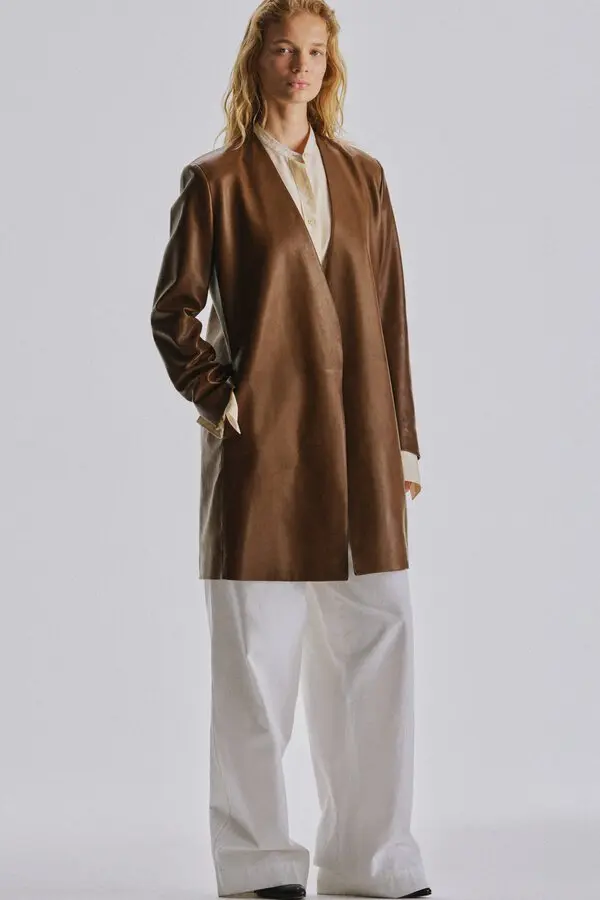 THE ROW Clarisa Calfskin Leather Coat