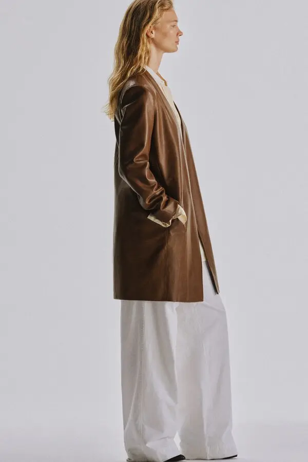 THE ROW Clarisa Calfskin Leather Coat
