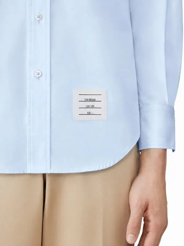 Thom Browne Logo Patch Long-sleeved Shirt - Light Blue