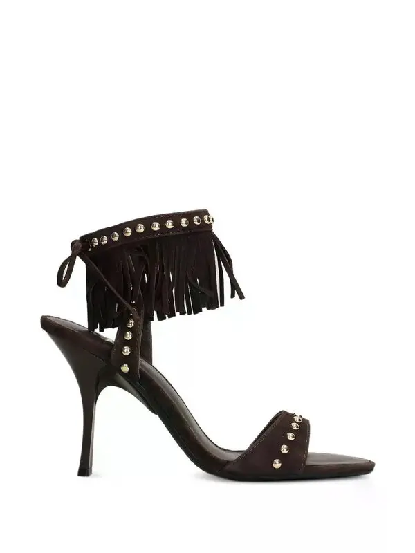 MARC ELLIS Fringed Stud-embellished Sandals - Brown