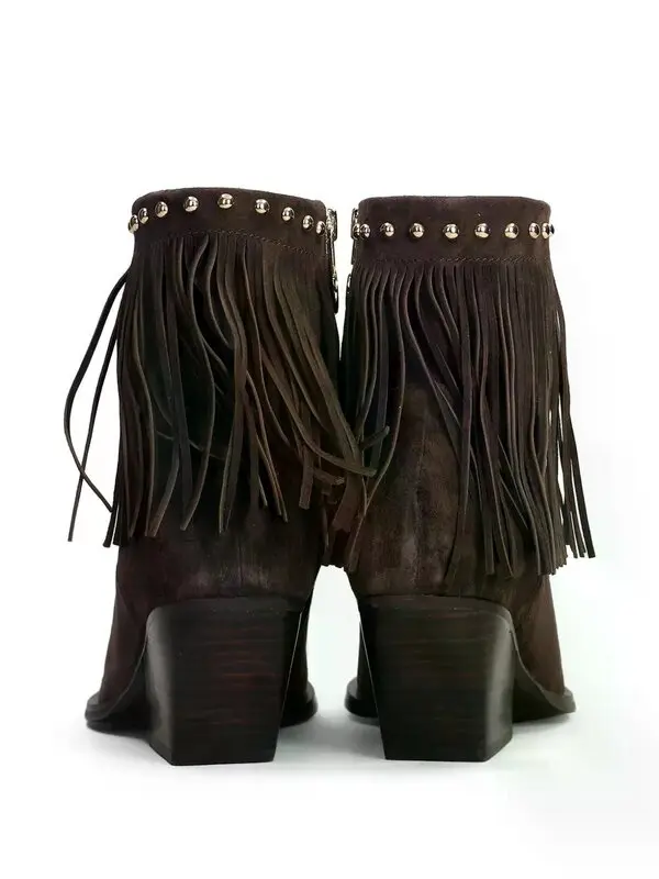 MARC ELLIS Fringed Studded Ankle Boots - Brown