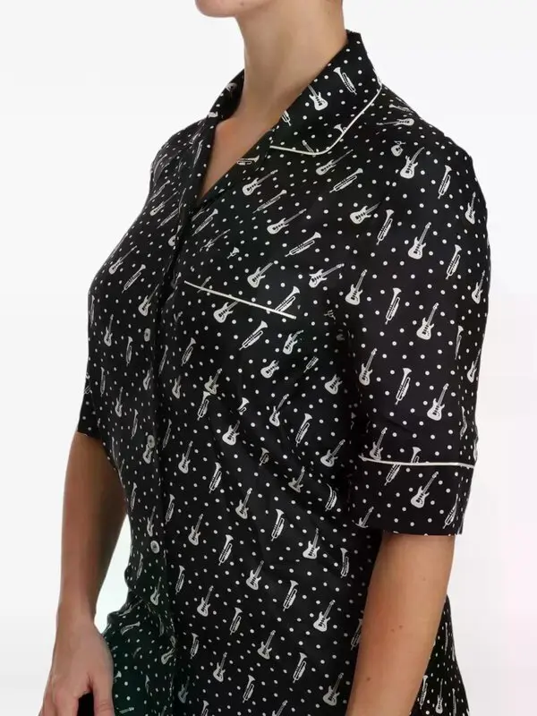 Dolce & Gabbana Musical Instrument Print Silk Shirt