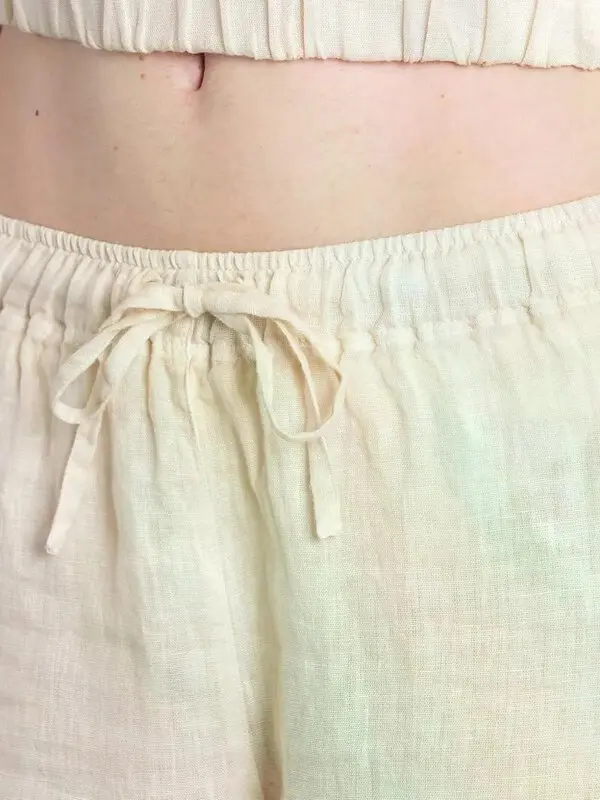 120% Lino Drawstring Straight-leg Trousers