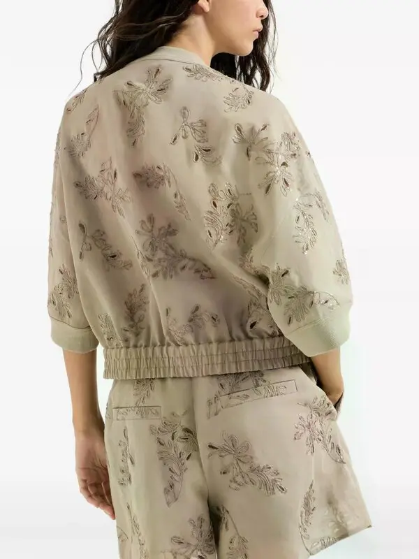 Brunello Cucinelli Cotton Organza Broderie Anglaise Jacket - Neutrals