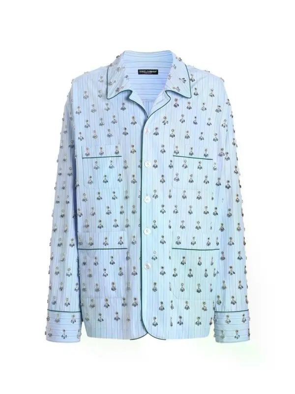 Dolce & Gabbana Vanity Shirt With Embroidery And Piping - Blue