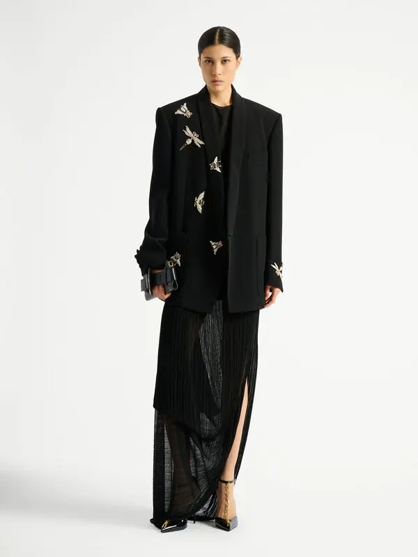 Balmain Embroidered Insect Shawl Collar Jacket