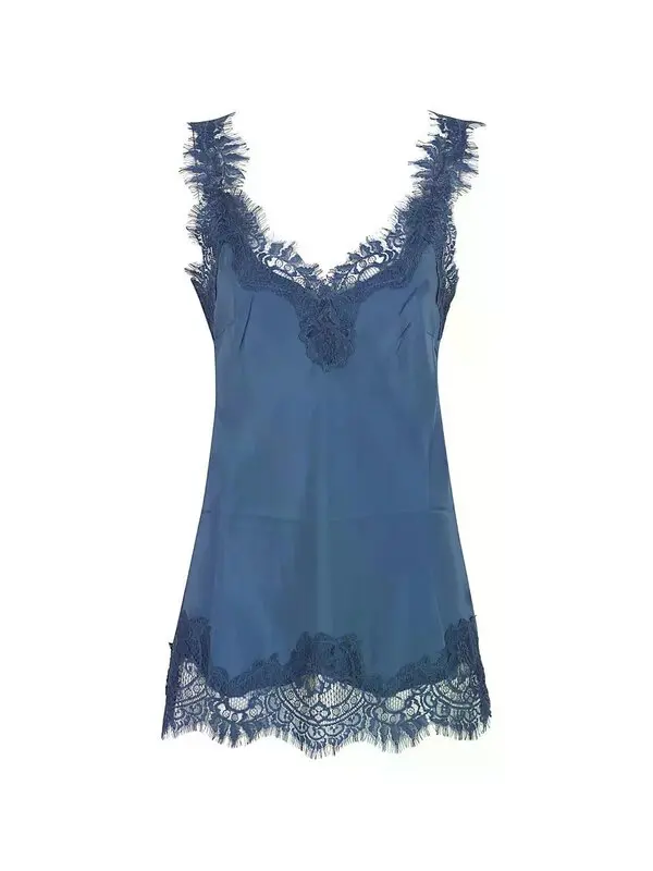 Gold Hawk Lace-trim Camisole Top - Blue
