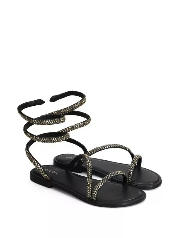 FUSION Crystal-embellished Wrap-around Sandals