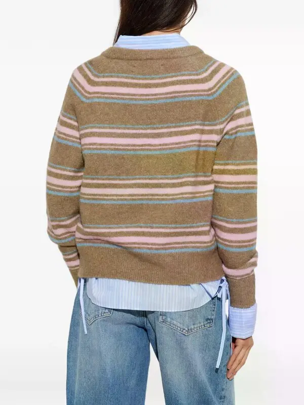 SAMSOE SAMSOE Striped Raglan-sleeve Sweater