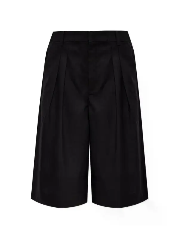 GESTUZ Pleated Wide-leg Shorts - Black