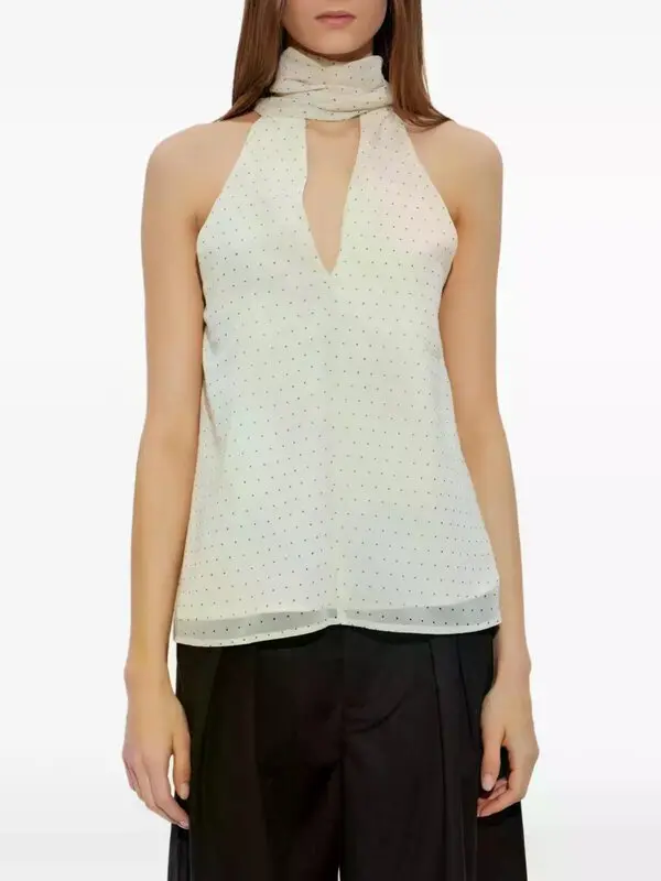GESTUZ Dorah Polka-dot Halterneck Blouse