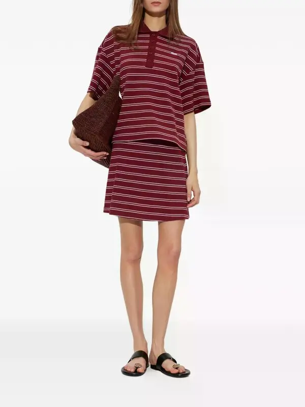 GESTUZ Pilova Striped Short-sleeve Polo Shirt - Red