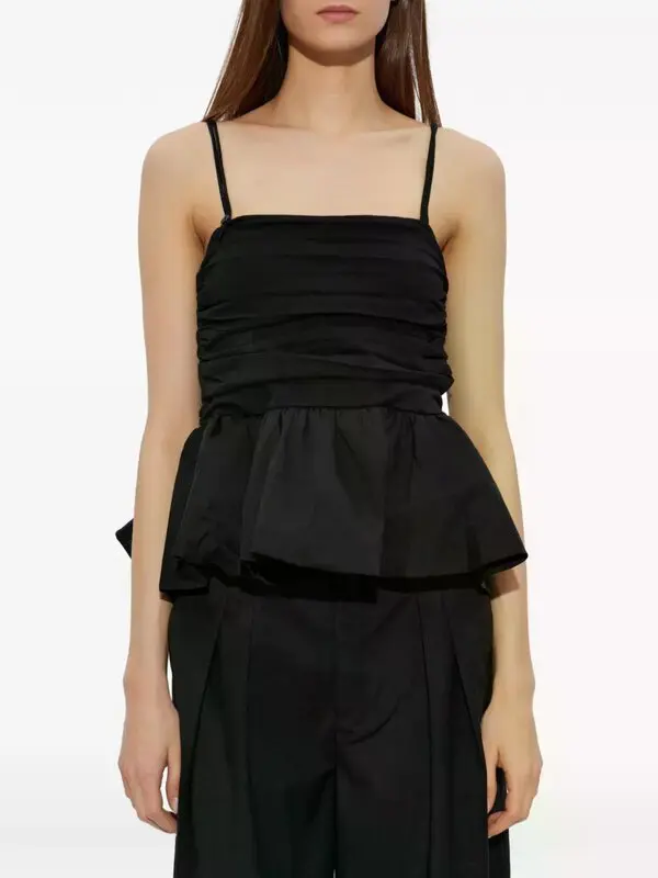 GESTUZ Erin Ruched Peplum Top - Black