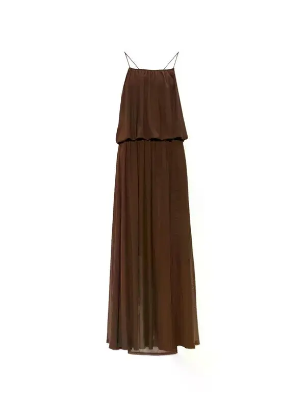 GESTUZ Samera Mesh Tiered Maxi Dress - Brown
