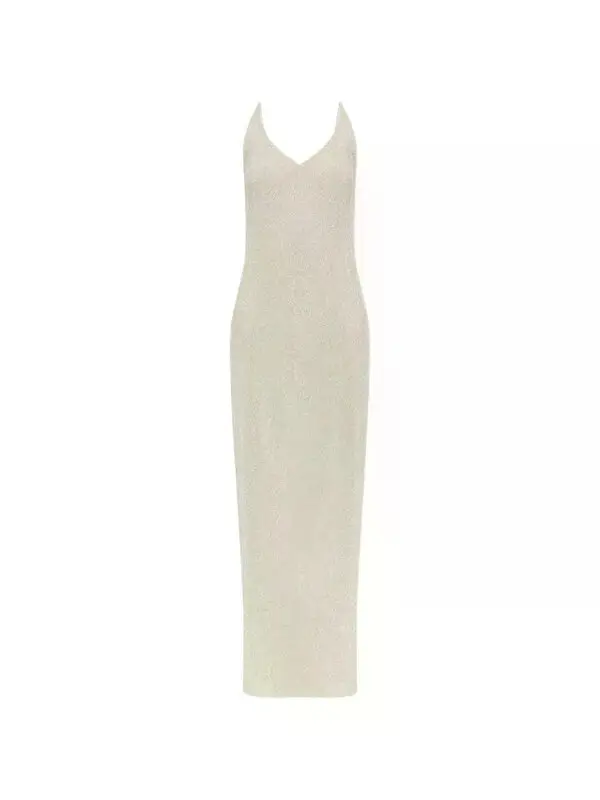 GESTUZ Metallic Effect Side Slit Dress - Gold