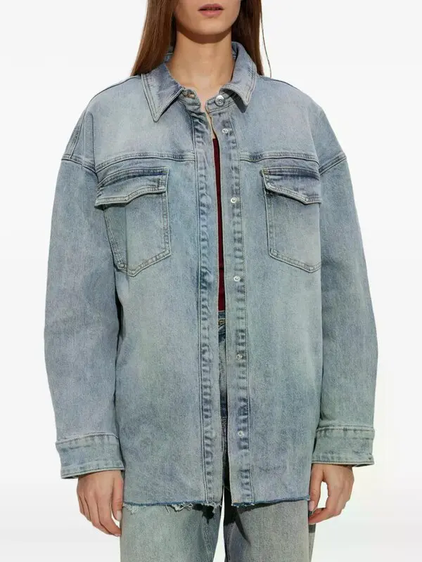 GESTUZ Faded Frayed Hem Shirt