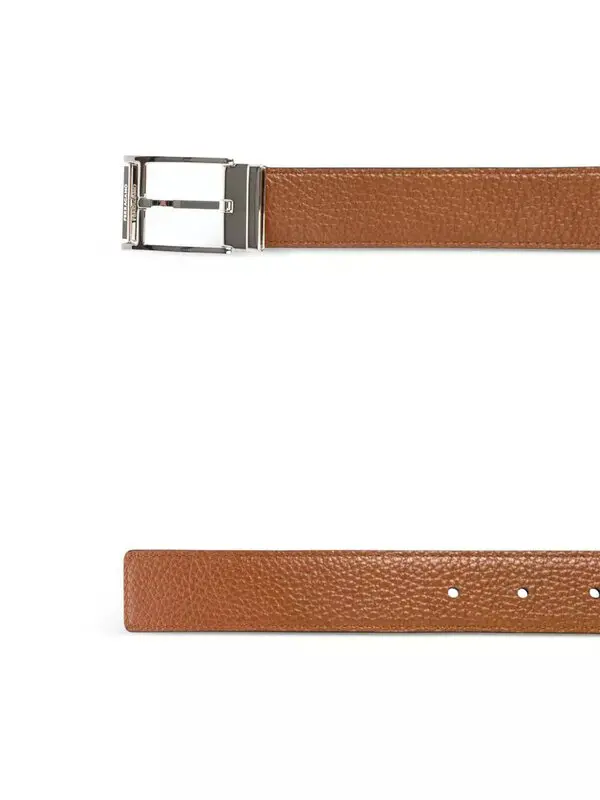 FERRAGAMO Monogram Embossed Reversible Leather Belt