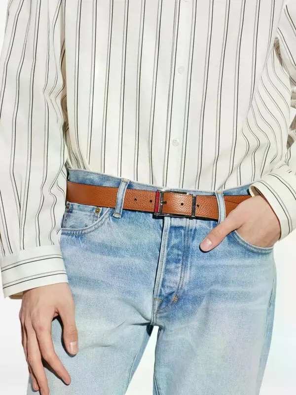 FERRAGAMO Monogram Embossed Reversible Leather Belt
