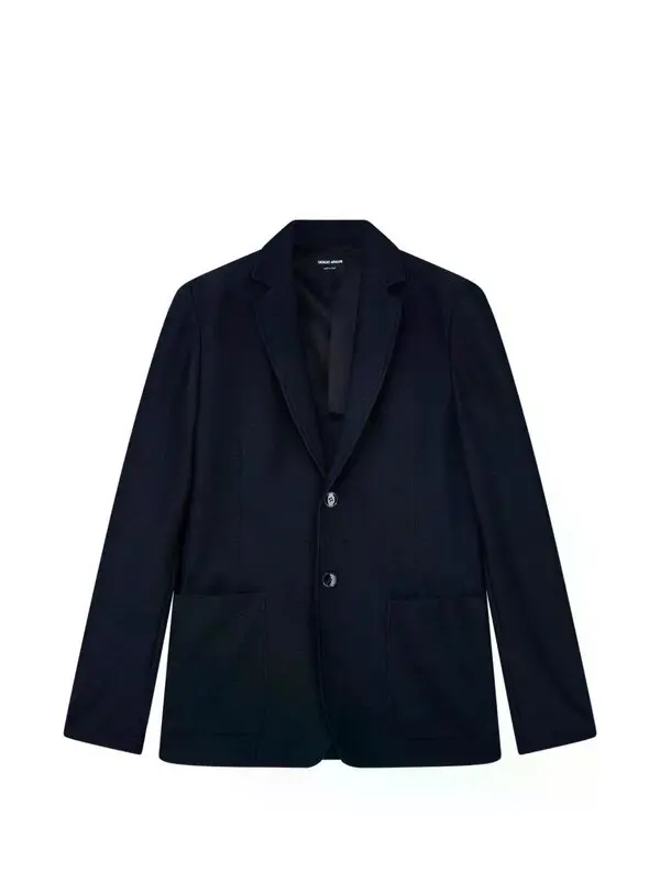 Giorgio Armani Blazer Regular Fit In Technical Seersucker Jersey - Blue