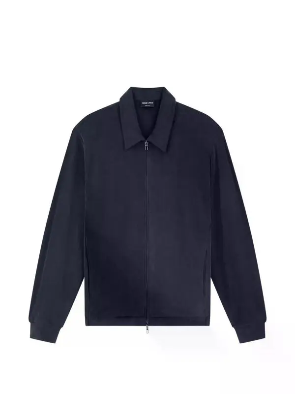 Giorgio Armani Zip-up Collared Jacket - Black