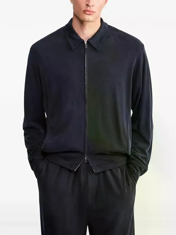 Giorgio Armani Zip-up Collared Jacket - Black